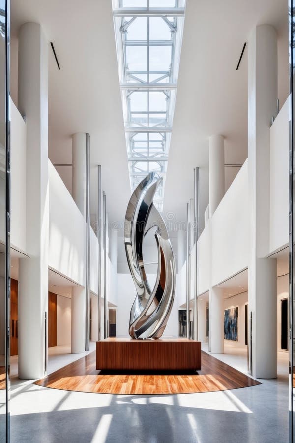 Industrial Exhibition Hall with Sculpture for Commercial Space. Stock ...