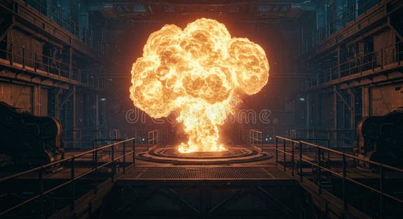 Industrial Explosion Scene a Powerful Explosion Erupts within an ...