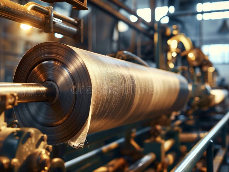 Industrial Fabric Roll in Manufacturing Process Stock Image - Image of ...