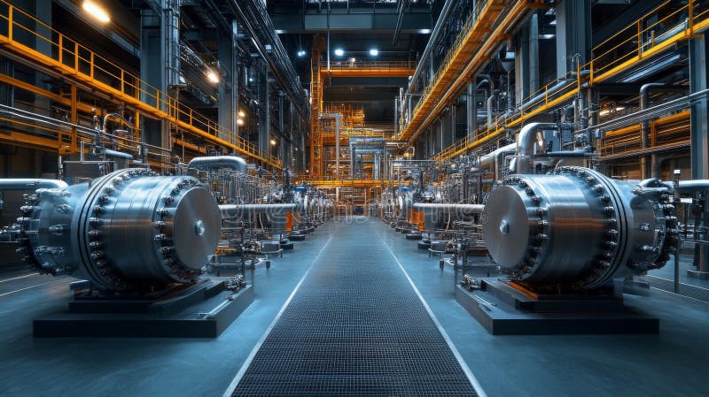 Industrial Facility with Advanced Machinery and Complex Piping Systems ...