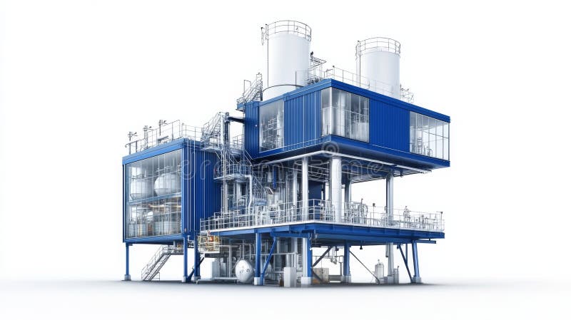 Industrial Facility Structure Featuring Blue Containers and Tanks ...