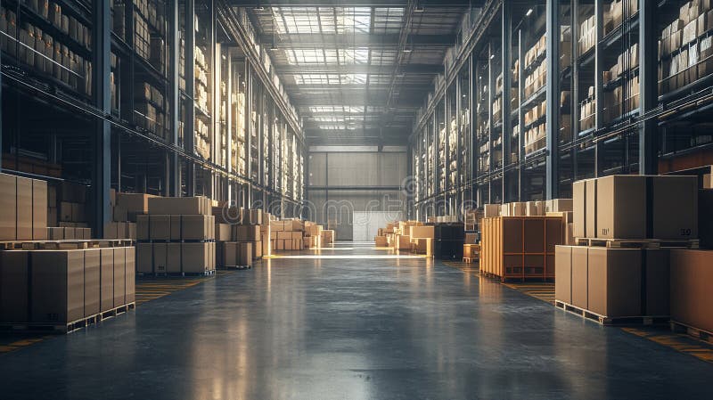 Industrial Facility with Cargo Loading, Freight Storage, and Cardboard ...