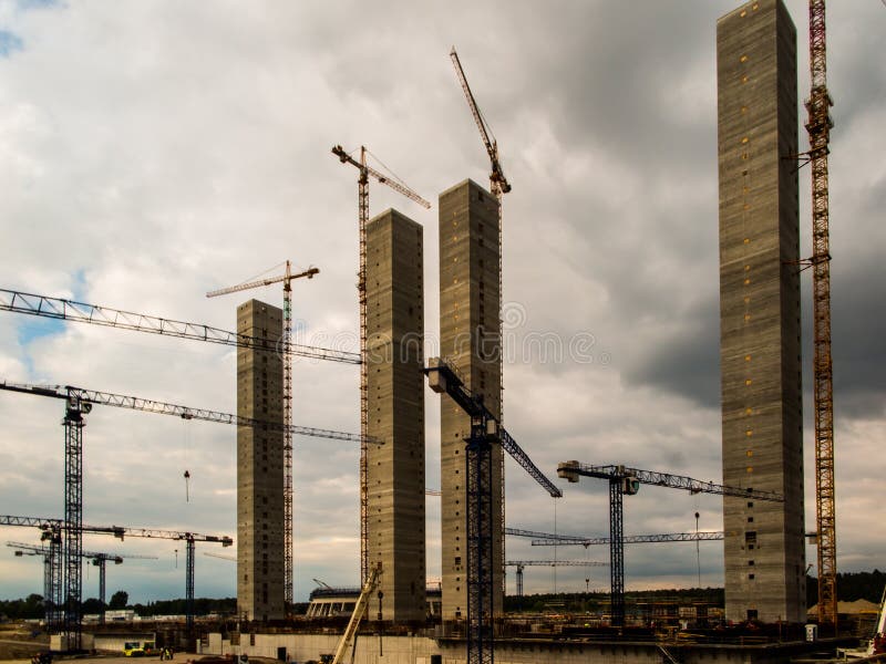 Industrial Facility Construction Stock Image - Image of lift, sand ...
