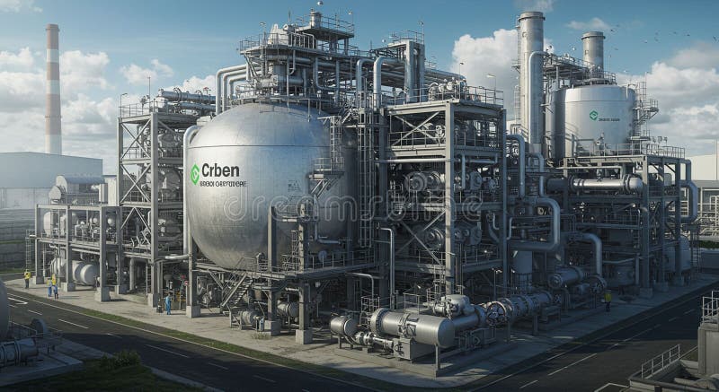 Industrial Facility with Extensive Metal Structures and Piping. Central ...