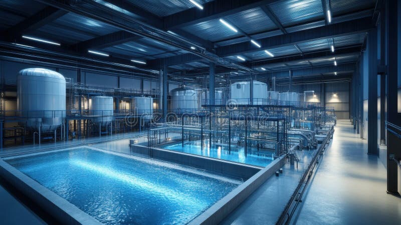 Industrial Facility Featuring Tanks and a Water Pool, Likely for ...
