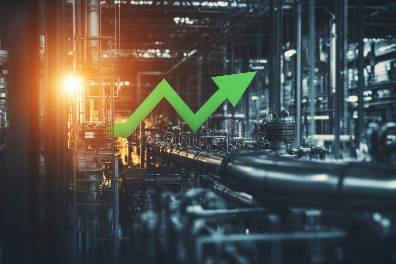 Industrial Facility with Growth Indicator Graph in Modern Environment ...
