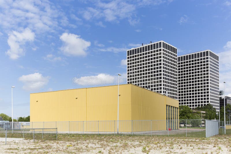Industrial Facility Half Under Light from the Sun Above Stock Photo ...