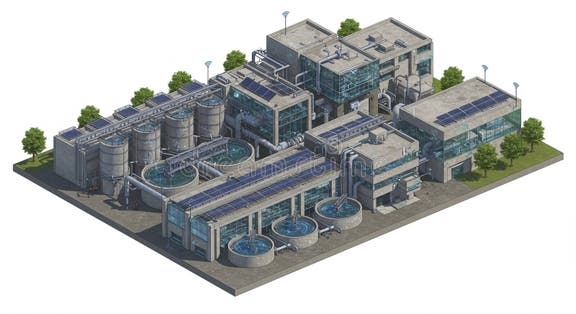 Industrial Facility Illustration with Multiple Rectangular Buildings ...