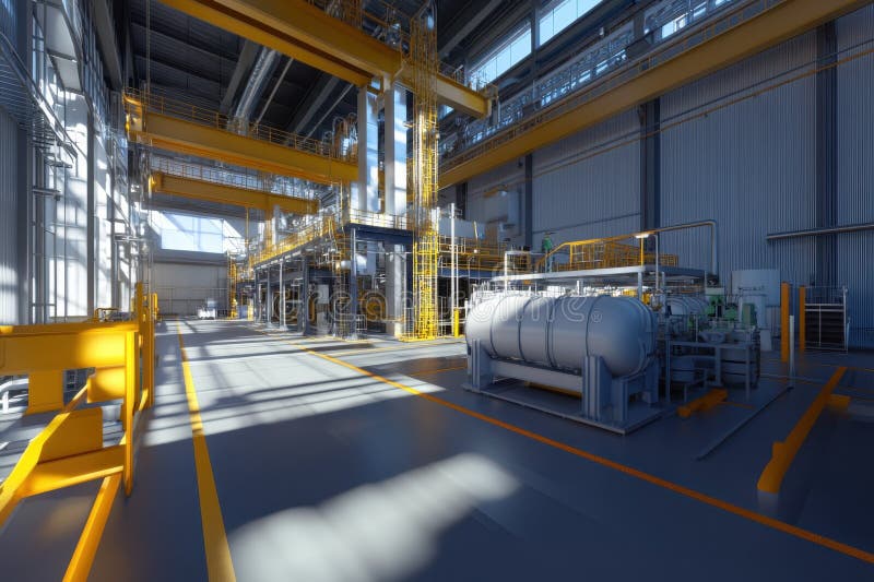 Industrial Facility Interior Showcasing Modern Equipment and ...