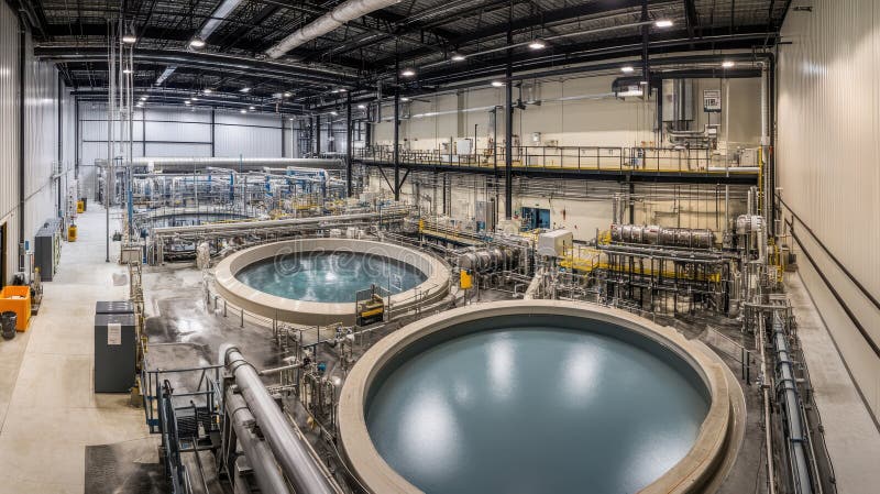 Industrial Facility with Large Circular Tanks for Processing or Storage Stock Illustration ...