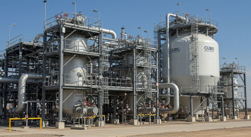 Industrial Facility with Large Storage Tanks and Extensive Piping. the ...