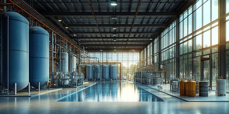 Industrial Facility with Large Storage Tanks and Processing Equipment ...