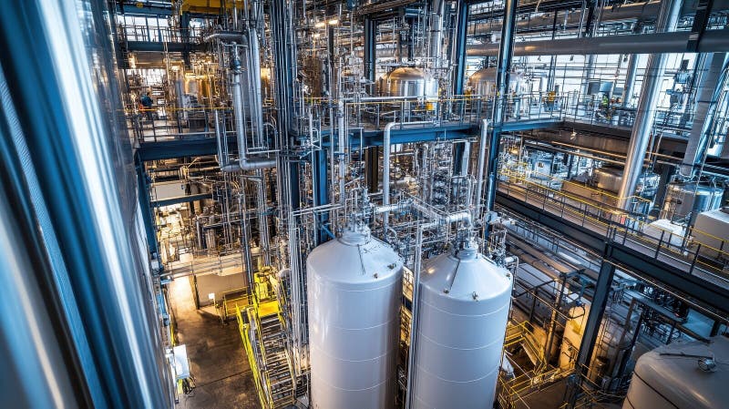 Industrial Facility with Large Tanks and Complex Piping System for ...