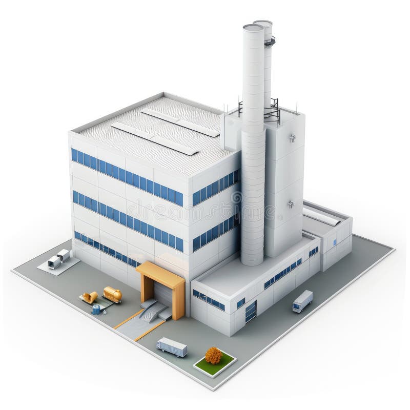Modern Industrial Factory Building with Loading Docks and Trucks Stock ...
