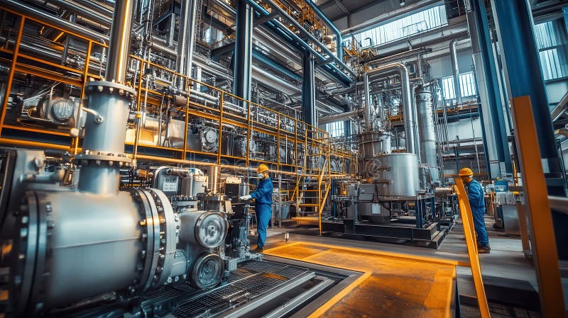 Industrial Facility with Machinery and Workers Engaged in Operations ...