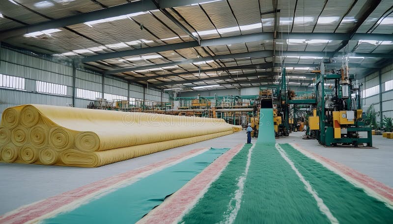 Industrial Facility Producing Rolls of Material. Large Rolls of Yellow ...