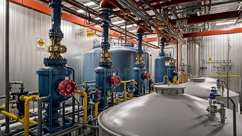 Industrial Facility Showcases Large Storage Tanks and Piping Systems ...