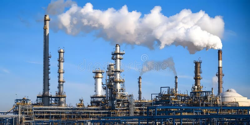 Industrial Facility with Smoke-emitting Structures Stock Illustration ...