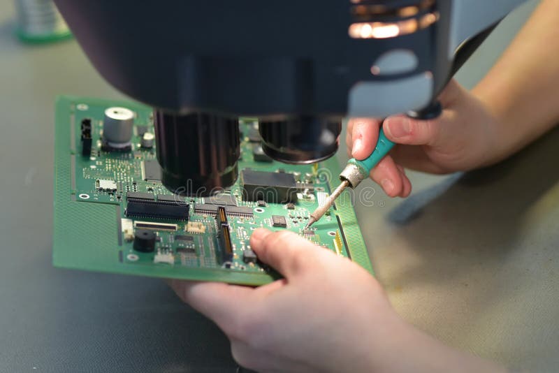 Industrial Factory for Assembly of Microelectronics - Interior a Stock ...