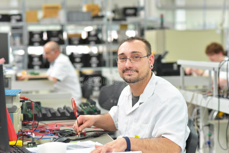 Industrial Factory for Assembly of Microelectronics - Interior a Stock ...