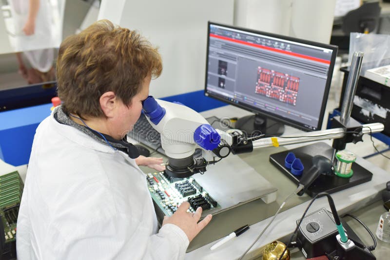 Industrial Factory for Assembly of Microelectronics - Interior a Stock ...