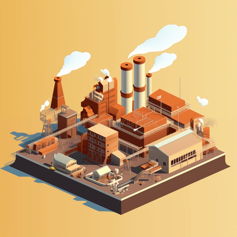 Industrial Factory Building in Isometric Design. by Generative Ai Stock ...