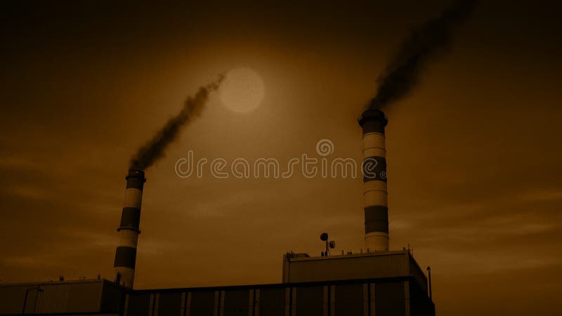 Industrial Factory Building with Smoke Stacks Stock Video - Video of ...
