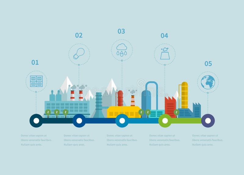 Industrial Factory Buildings Illustration Stock Vector - Illustration ...