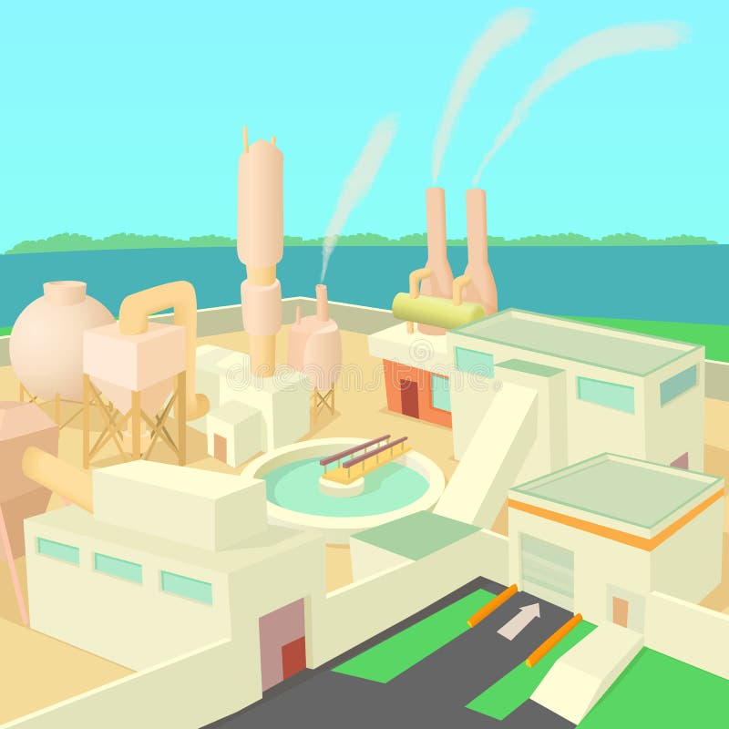 Industrial Factory Concept, Cartoon Style Stock Vector - Illustration ...