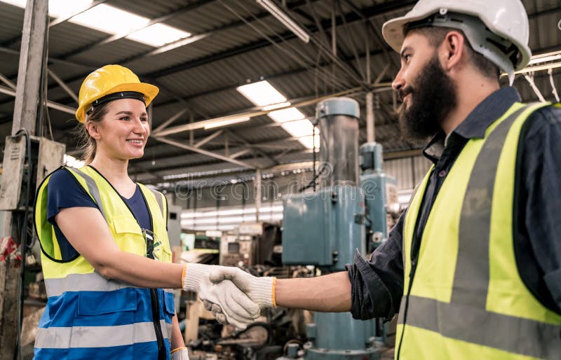 Industrial Factory Concept. Engineering Handshake with Technician and ...