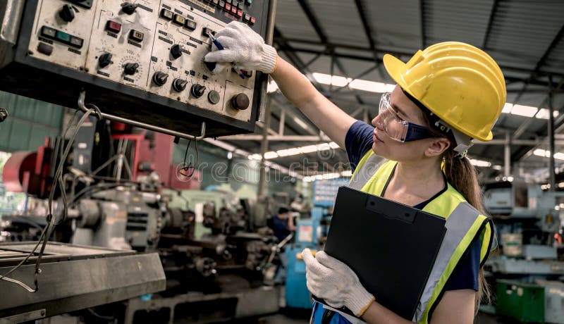 Industrial Factory Concept. Engineering Technician or Worker Operating ...