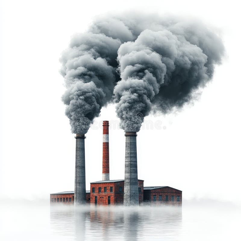 Industrial Factory Emitting Smoke with Pollution Control System on a ...