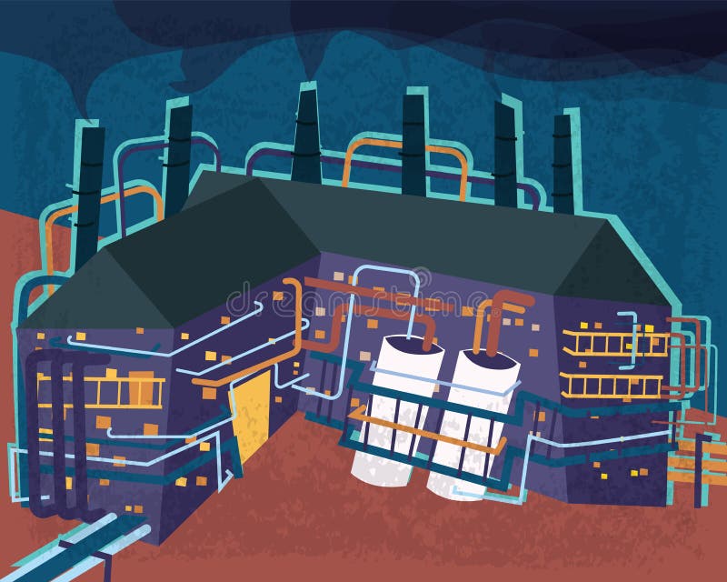 Industrial Factory Illustration. Stock Vector - Illustration of factory ...