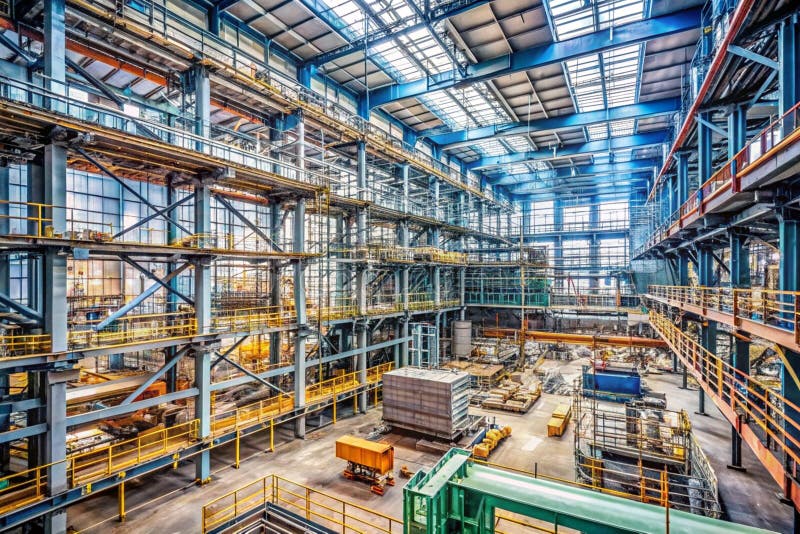 Interior of Large Factory. Scaffolding and Structure of a Large ...