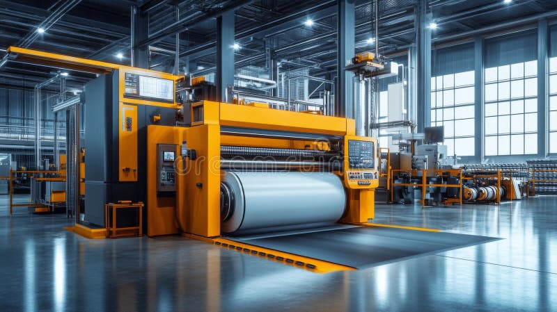 Industrial Factory Machine Processing Large Roll of Material Stock ...