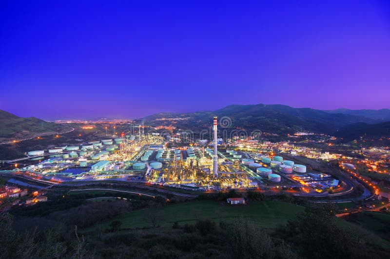 Factory at night stock photo. Image of chemical, industrial - 1187396