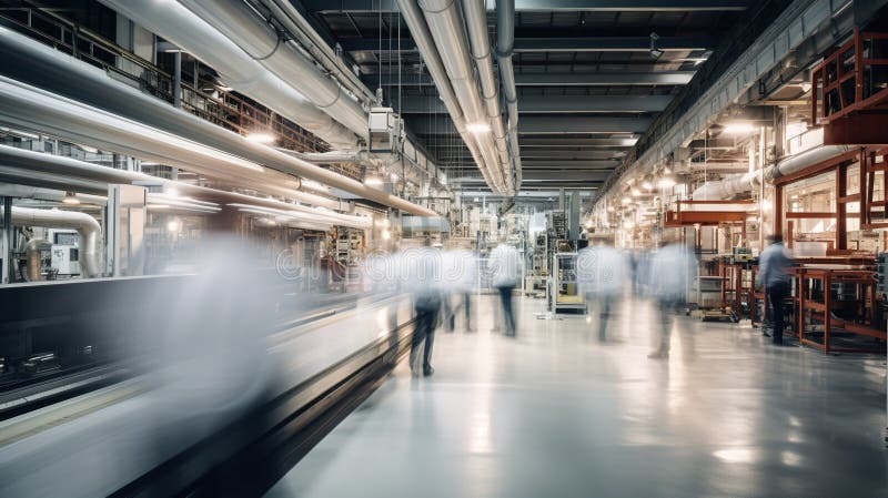 Industrial Factory with People Motion Blur View , Concept of ...
