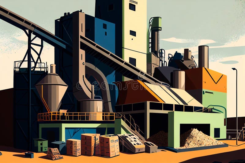 Industrial Factory and Plant Buildings. Stock Illustration ...