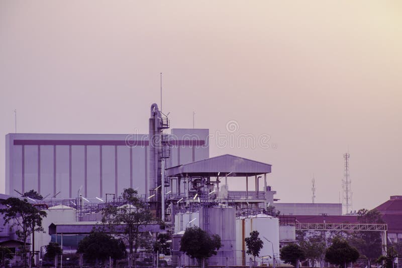 Industrial Factory Plant with Empty Space Sky Background Stock Photo ...