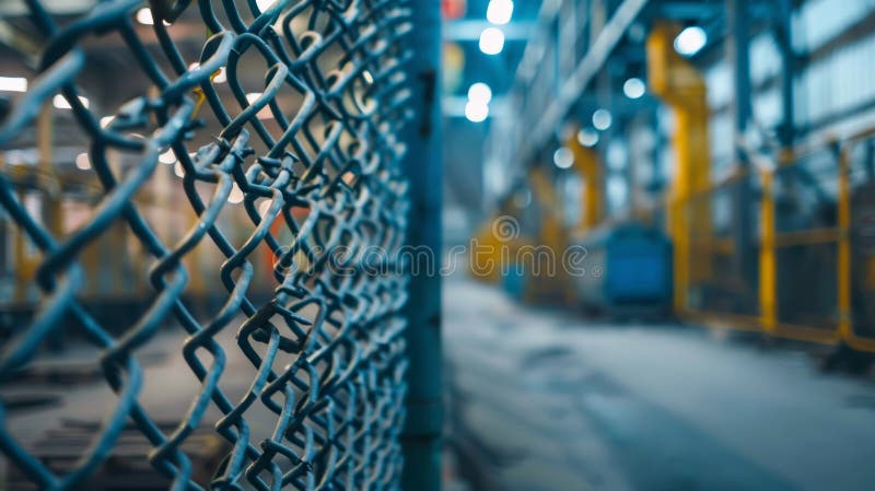 Industrial Factory Setting Featuring Security Chain Link Fencing and ...