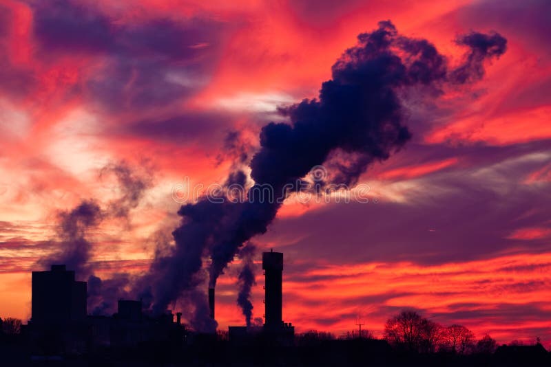 Industrial Factory at Sunset Stock Image - Image of manufacturing ...