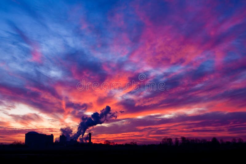 Industrial Factory at Sunset Stock Image - Image of manufacturing ...