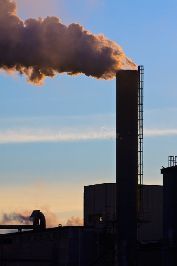 Industrial Factory at Sunset Stock Image - Image of chimney, global ...