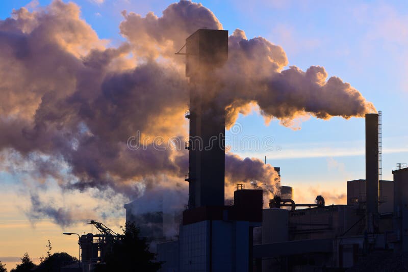 Industrial Factory at Sunset Stock Photo - Image of manufacturing ...
