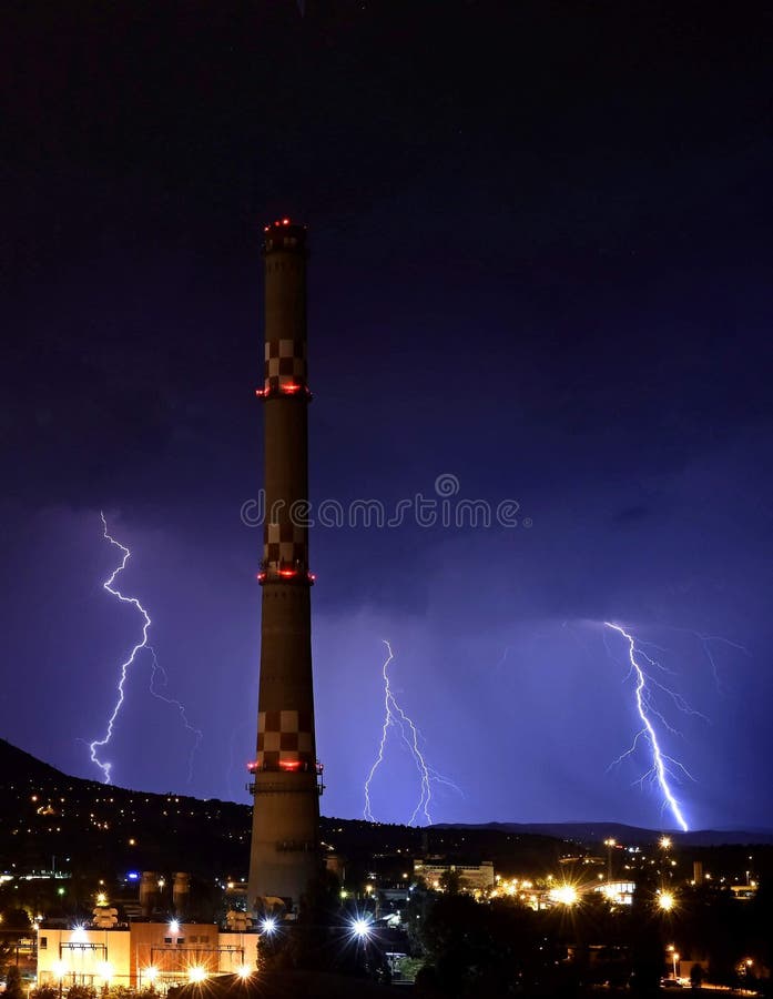 Industrial Factory Thunder Attack Stock Photo - Image of night, attack ...