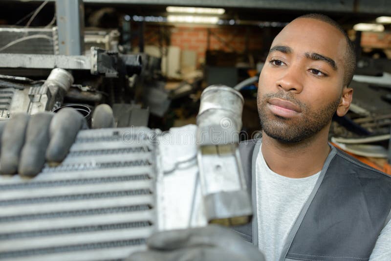 Industrial Factory Worker Operates Punching Machine Stock Photo - Image ...