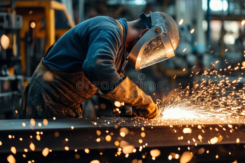 Generative Ai, Industrial Factory Workers are Cutting Metal Iron Using ...