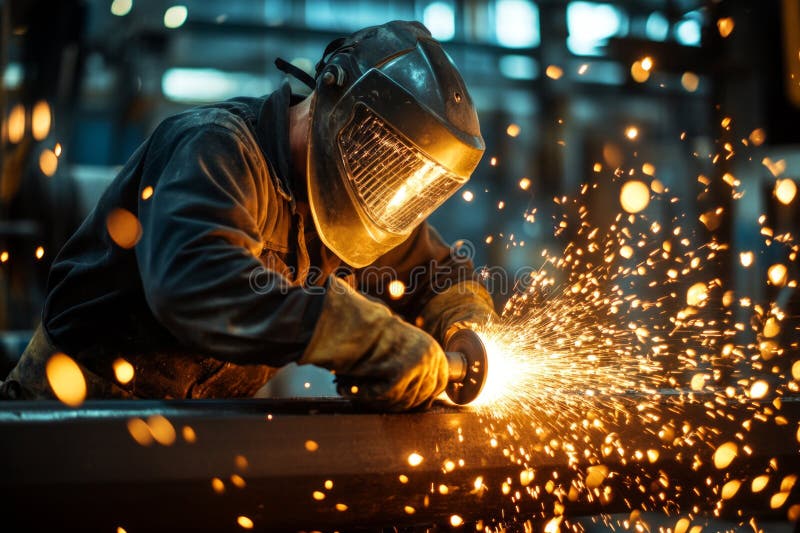 Generative Ai, Industrial Factory Workers are Cutting Metal Iron Using ...