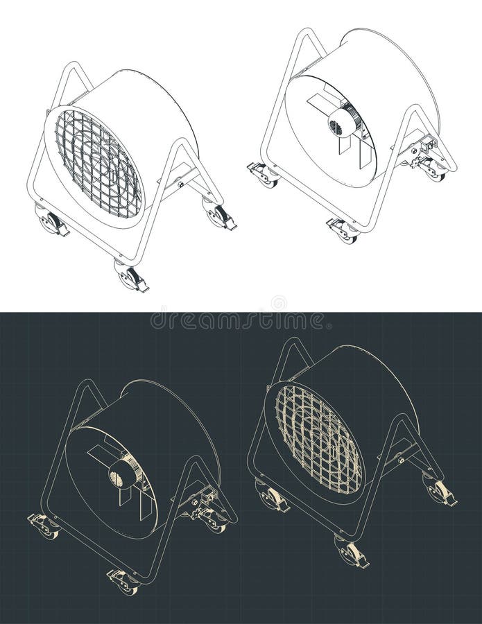 Industrial Fan Isometric Blueprints Stock Illustration - Illustration ...