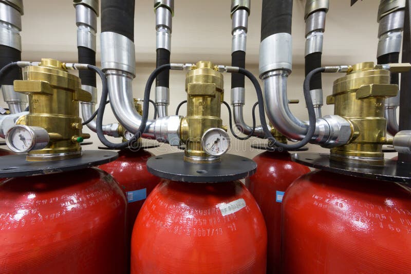 Industrial Fire Extinguishing System. Stock Image - Image of circular ...